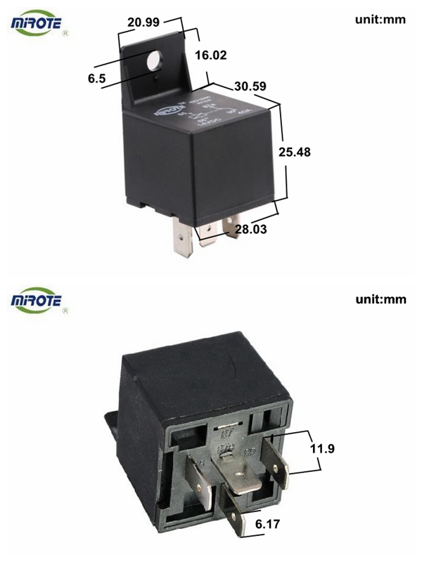 Non Waterproof 12 Volt 40 Amp Relay 4 Pin With Backrest For Universal ...