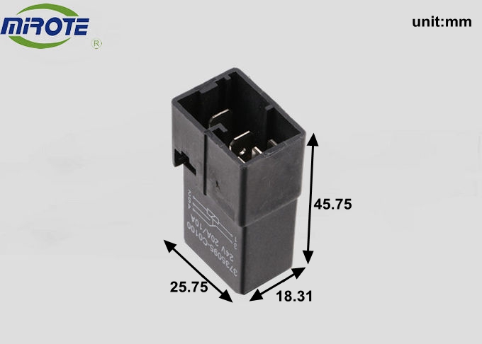 4 Blades 20a 24 Volt Automotive Relay Black Plastic Cover For DongFeng ...