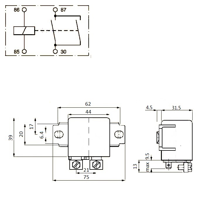 0332002258 Bosch Power Relays Normal Open Pins 24v 50amp