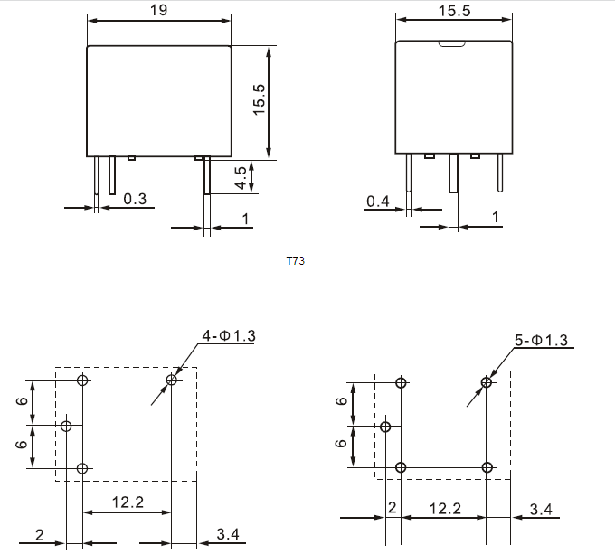 JQC-3F(T73) DC Automotive Micro Relay 12V Coil Voltage SPDT PCB Power Relay